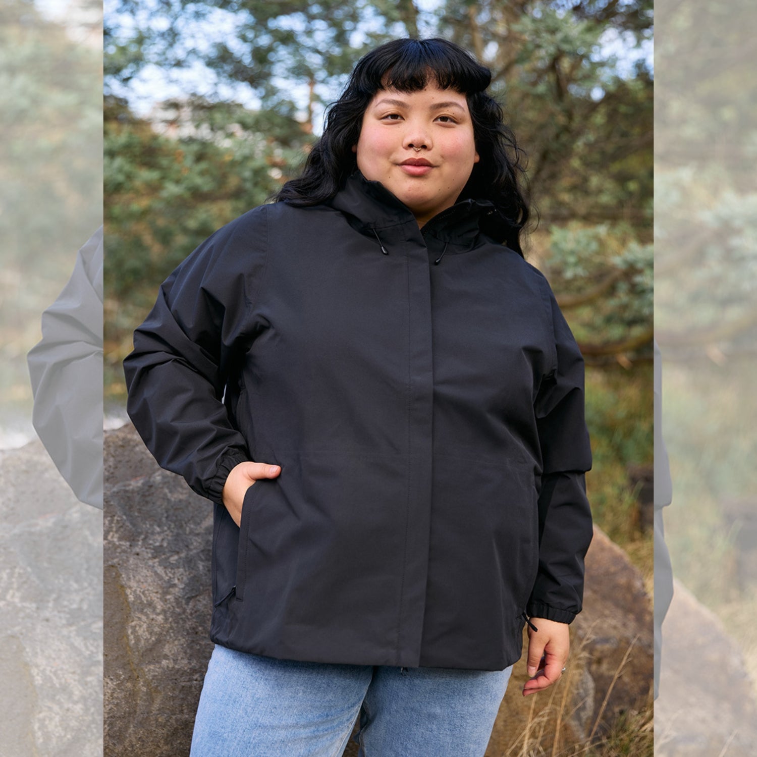 Sale-Waterproof Amble Elements Womens Plus Size Rain Jacket Black 2XL