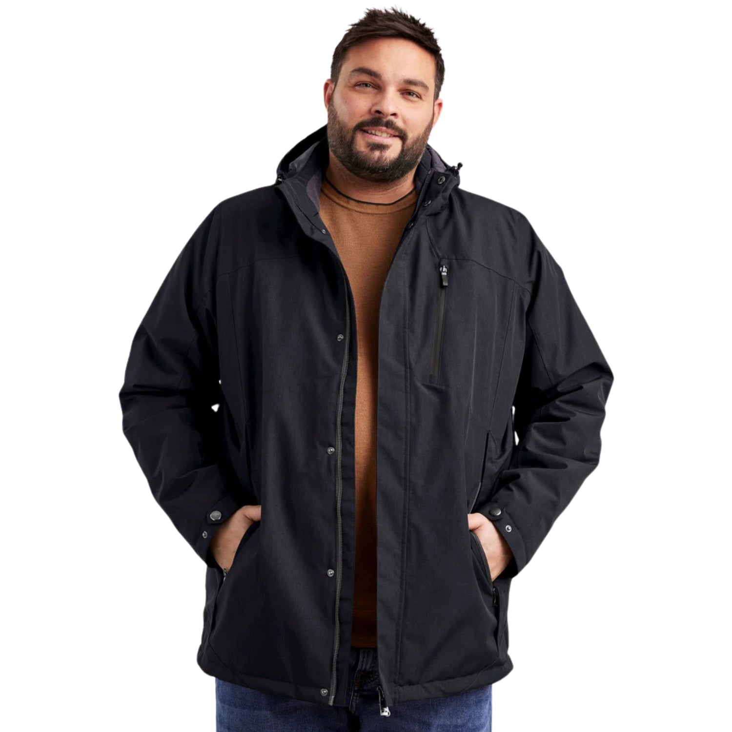 Stoy Alec Mens Plus Size Waterproof Jacket Black Blue 3XL-6XL