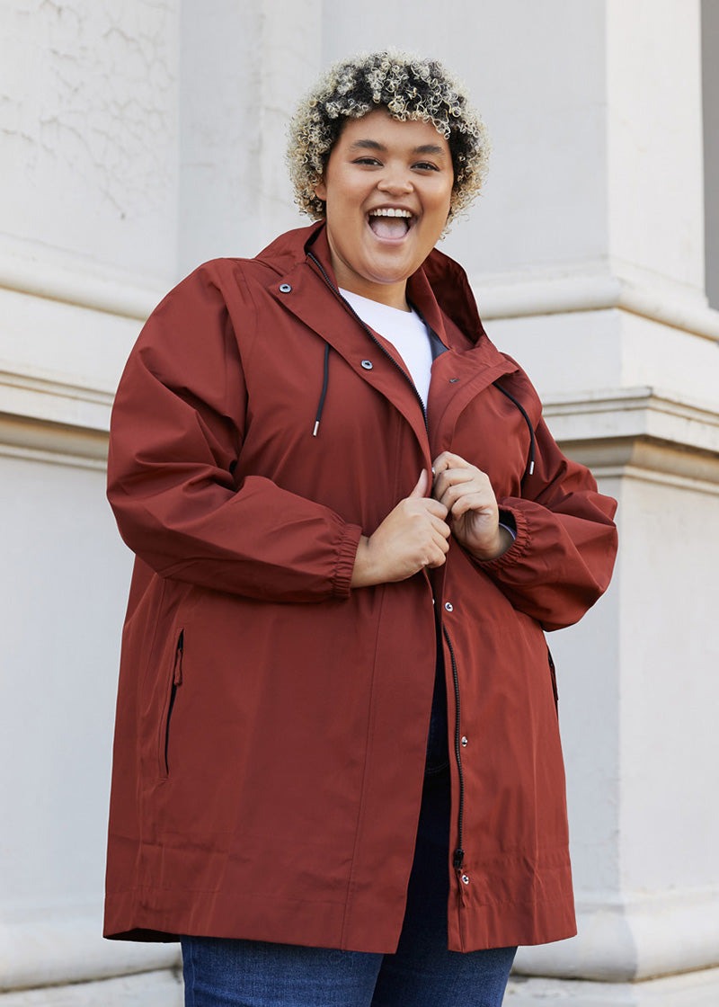 Amble Refuge Women's Plus Size Waterproof Jacket | Terracotta | Plus ...